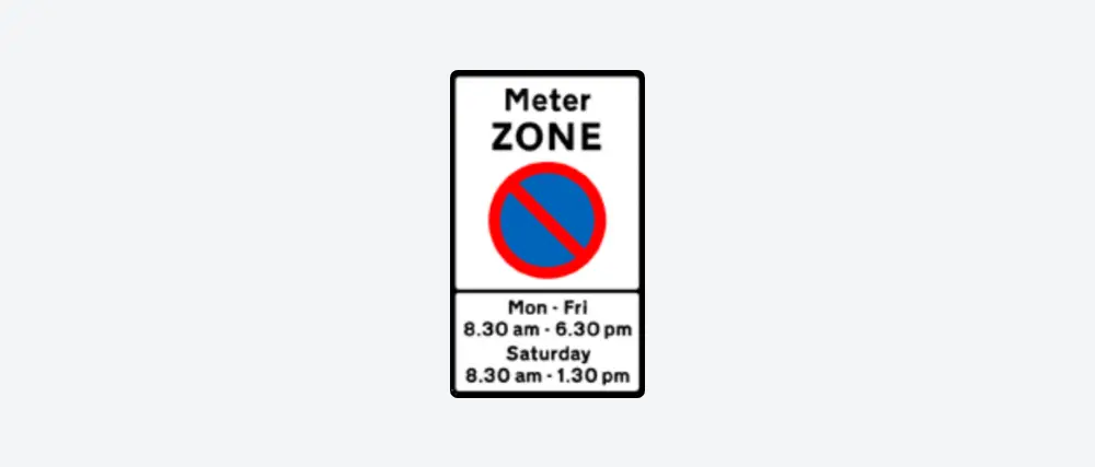 You want to park and you see this METER ZONE sign - Welcome Driver